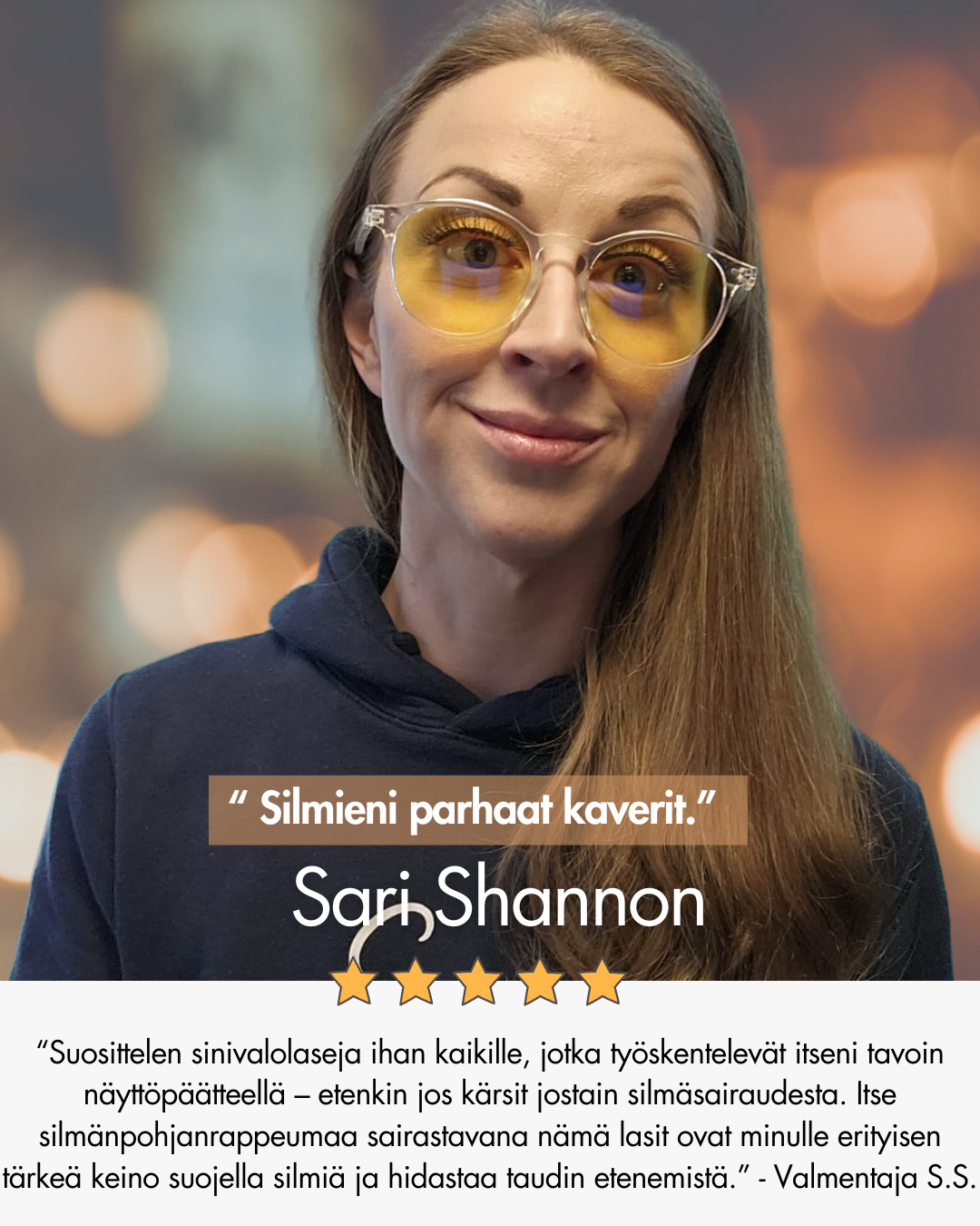 Suomessa suunniteltu sinivalolasimallisto ja klipsilinssit